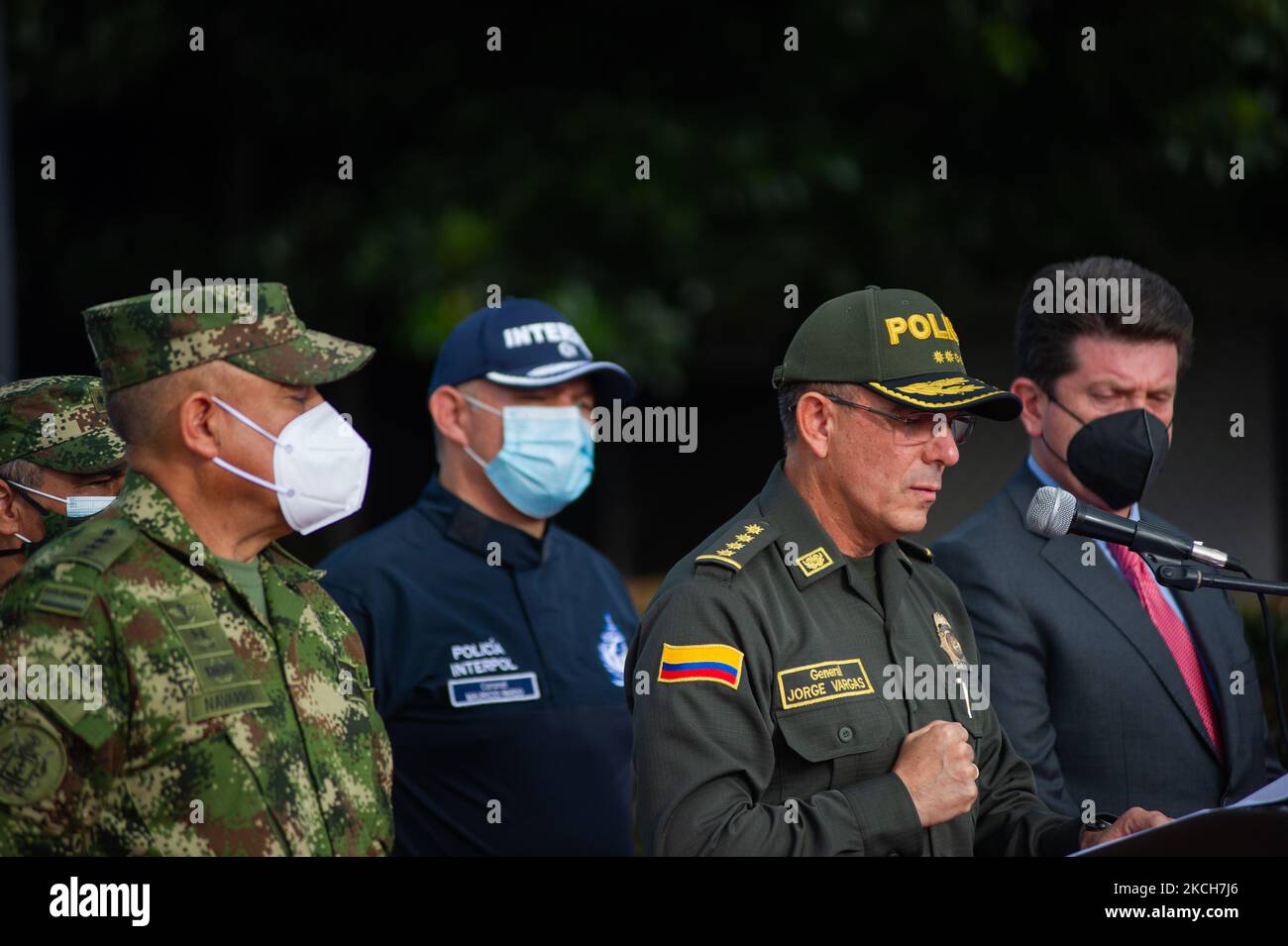 Colombia's Police Major General Jorge Luis Vargas speaks during a press ...