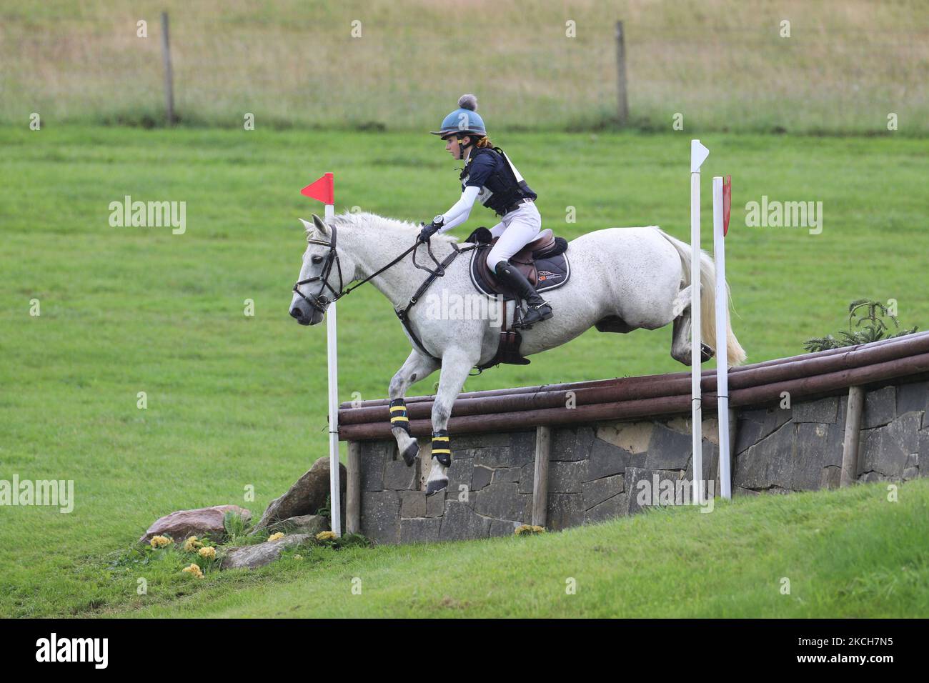 Elizabeth Barratt riding Uptons Deli Carousel during the PT Section M Cross Country event at the ...