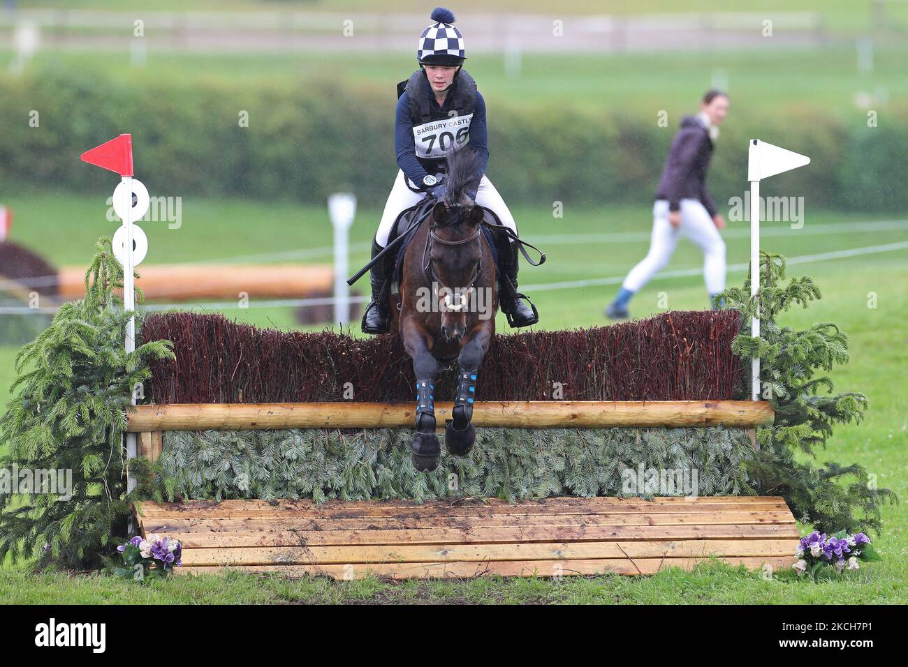 Erin Jennings riding Night Fury during the PT Section M Cross Country event at the Barbury ...