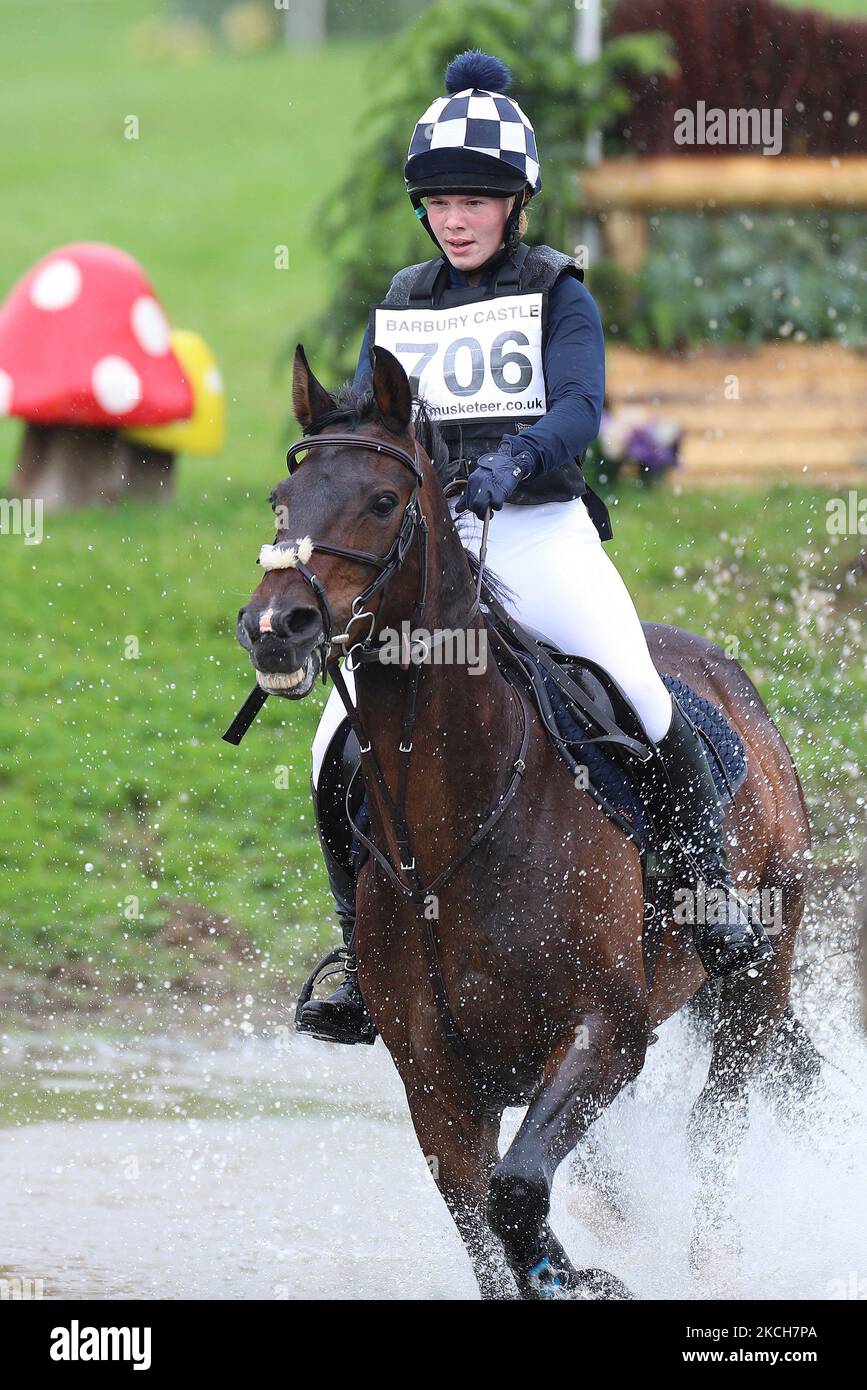 Erin Jennings riding Night Fury during the PT Section M Cross Country event at the Barbury ...