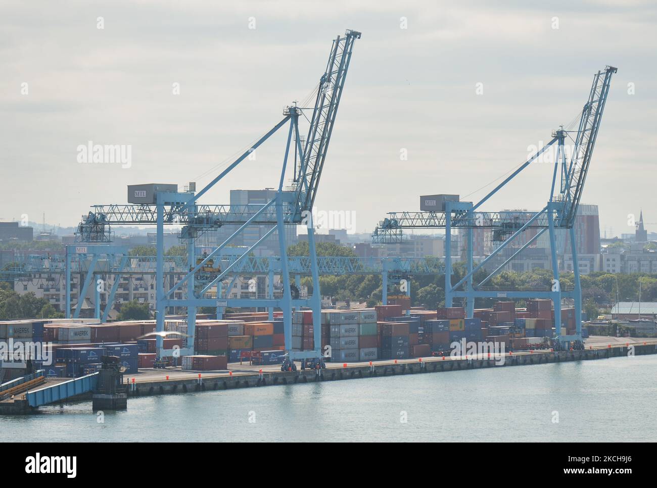 A general view of Dublin container terminals seen from an Irish Ferry ...