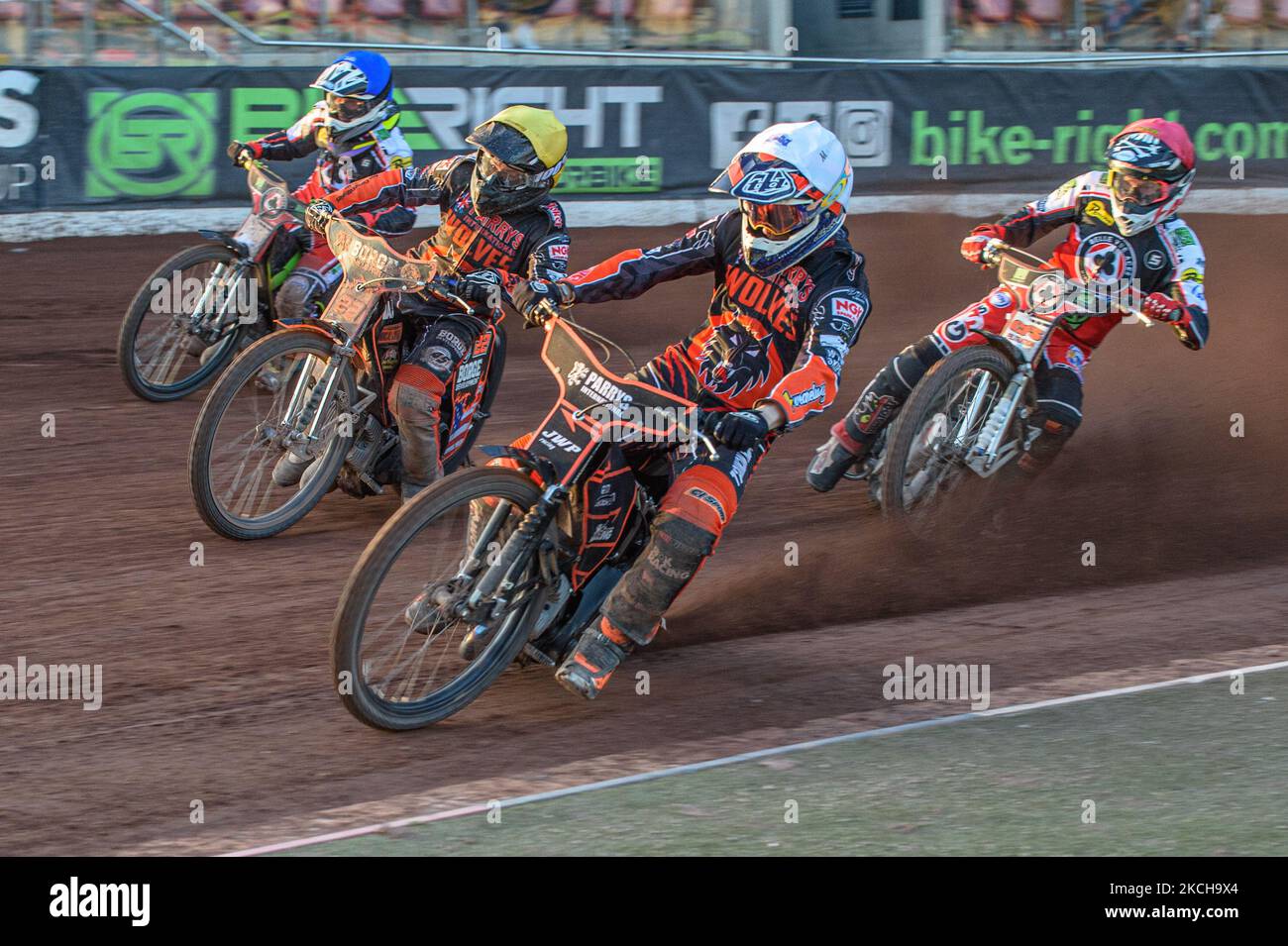 Sam Masters (White) and Luke Becker (Yellow) lead Dan Bewley (Red) and ...