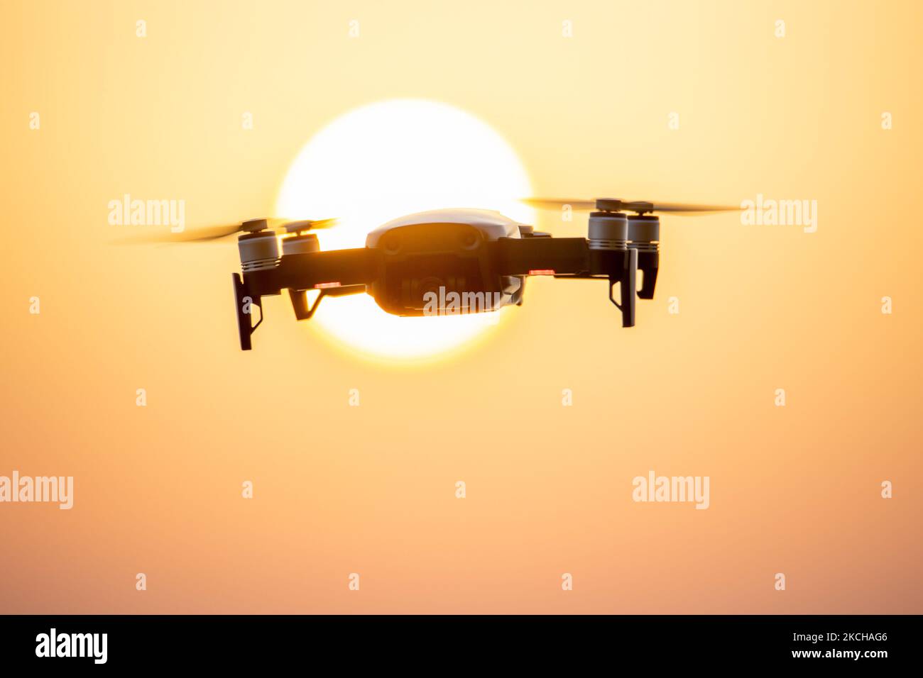 Unmanned black drone hover land hi-res stock photography and images - Alamy