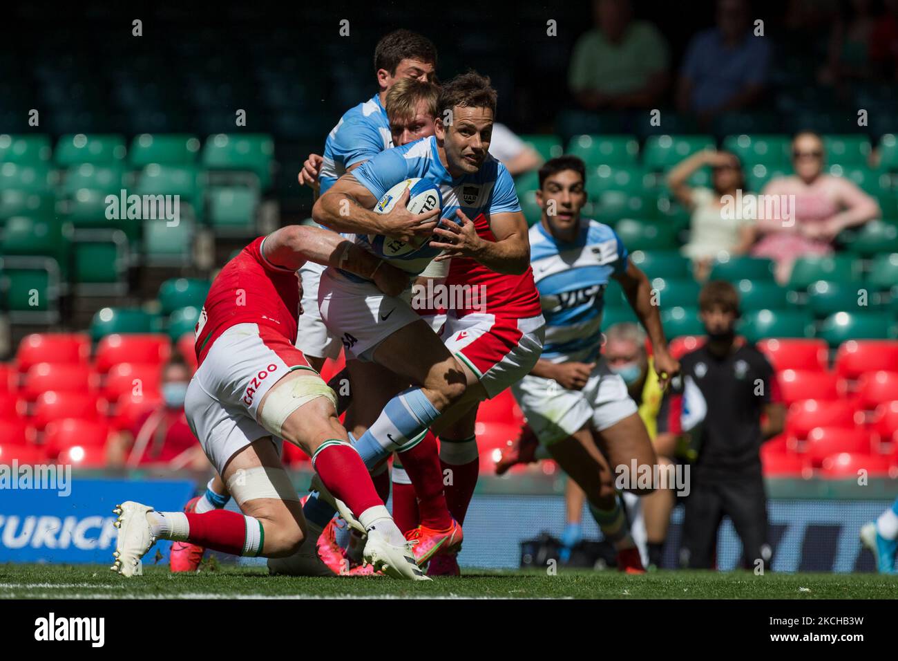 Nicolas Sanchez (Argentina) controls the ball during the 2021 Summer Internationals match ...