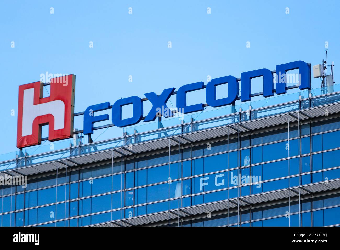The logo of Foxconn, or Hon Hai Group , which is Taiwan’s technology ...