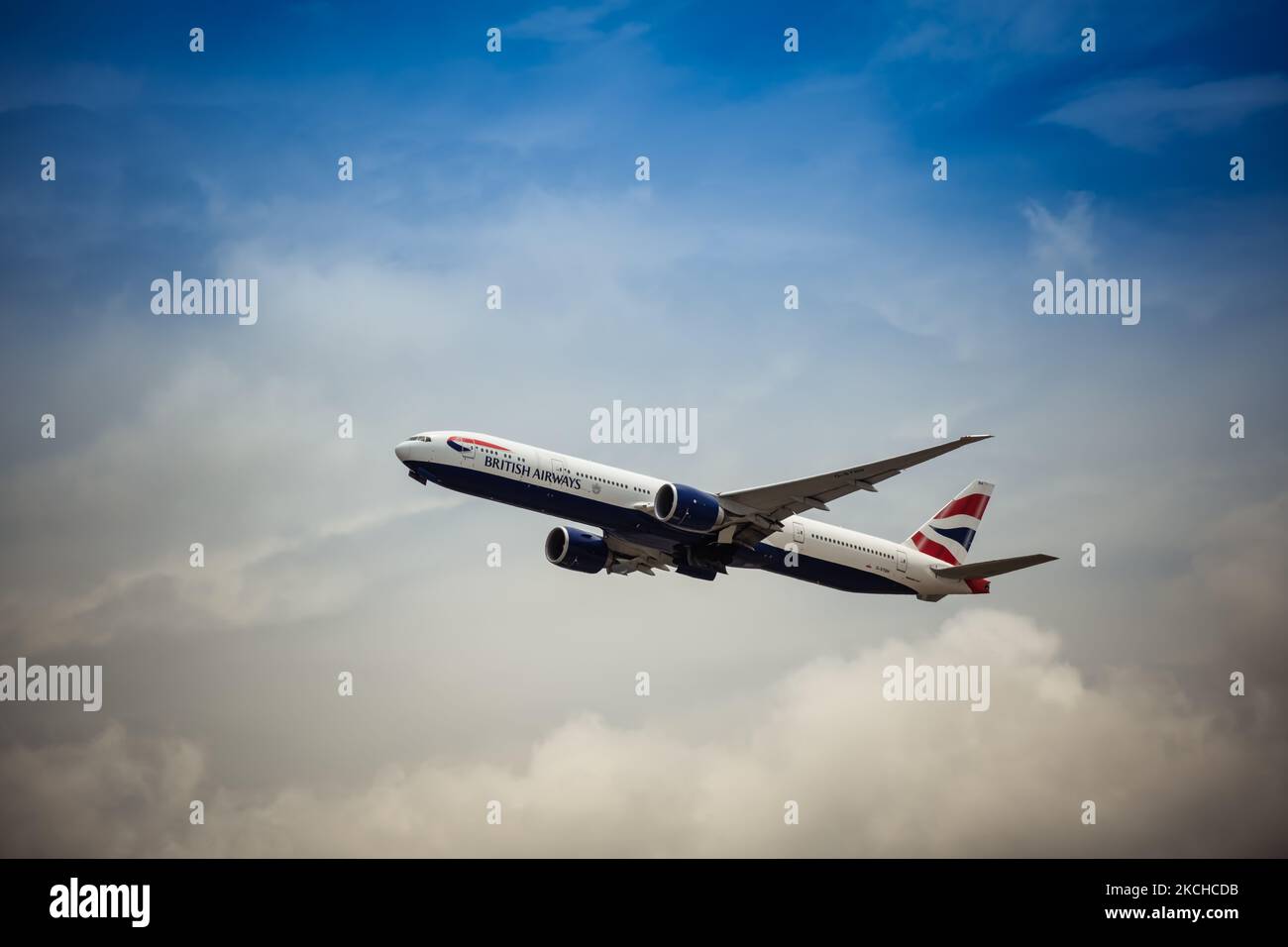 Flight BA32 of British Airways takes off from Hong Kong International ...