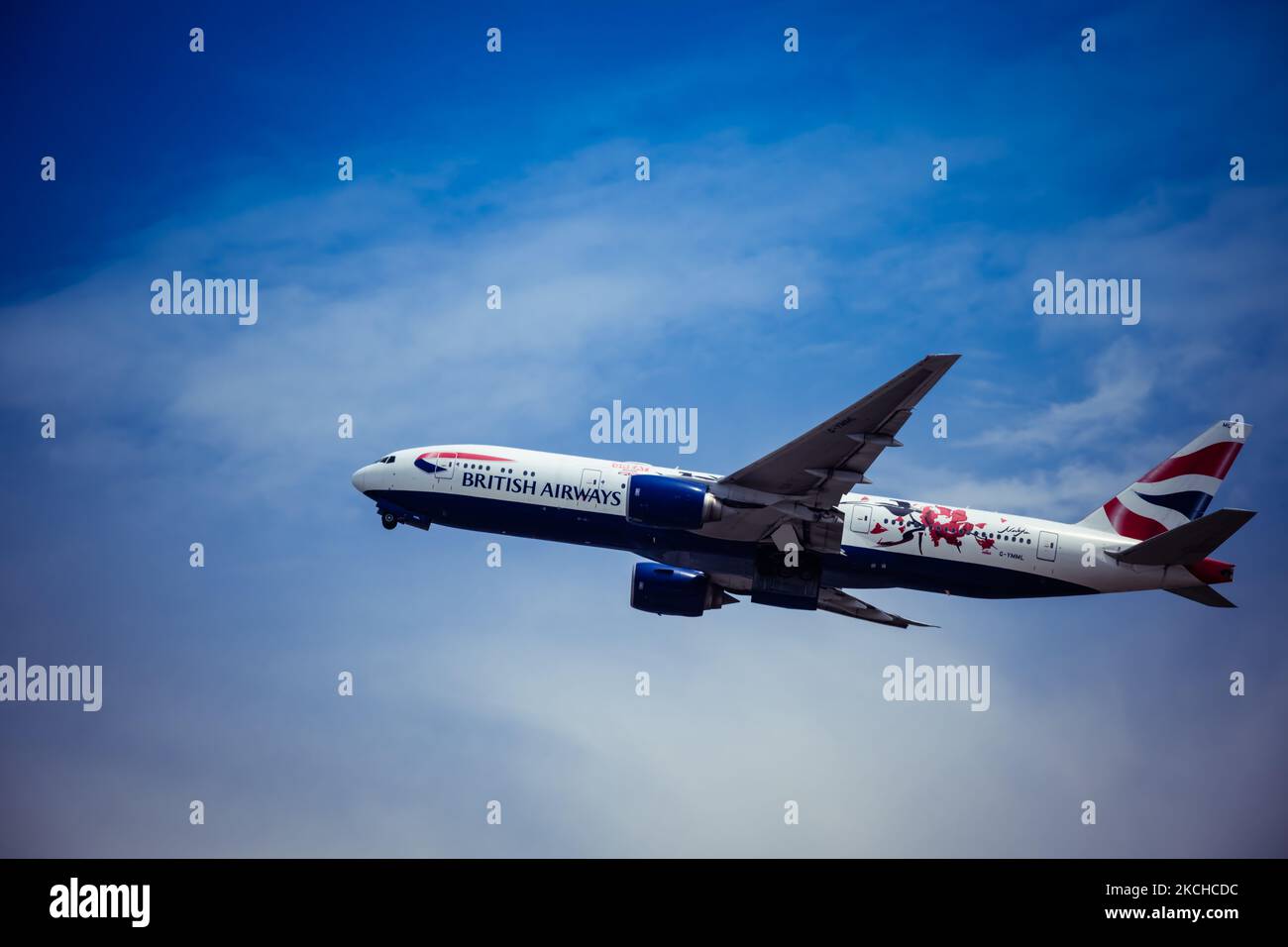 Flight BA28 of British Airways takes off from Hong Kong International ...