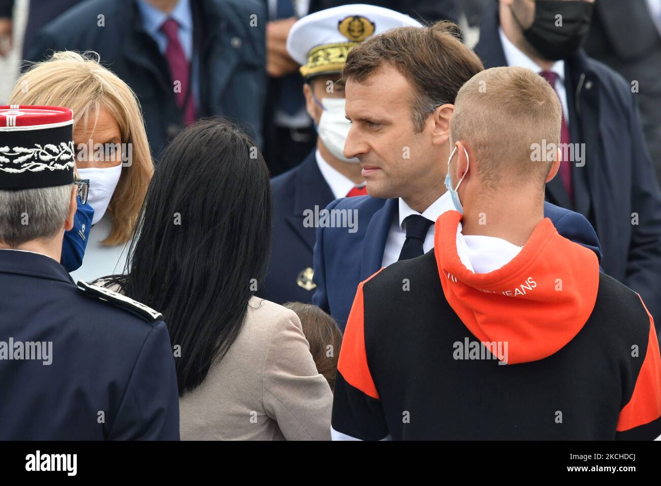 French President Emmanuel Macron Meets The crowd during the 14 Juillet ...