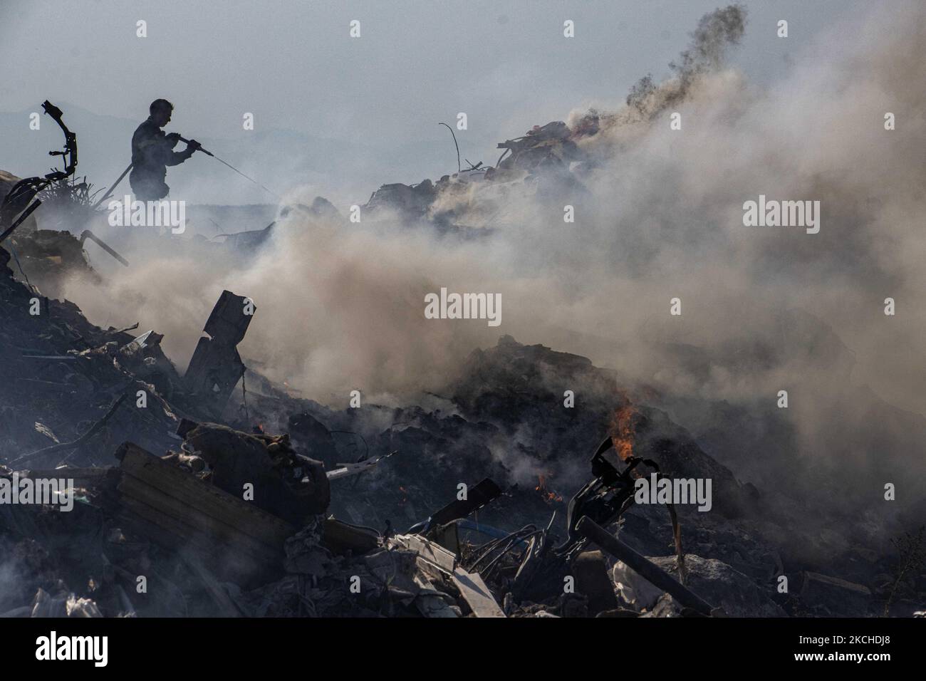 Firefighting forces fighting bushfires near Thessaloniki. The ...