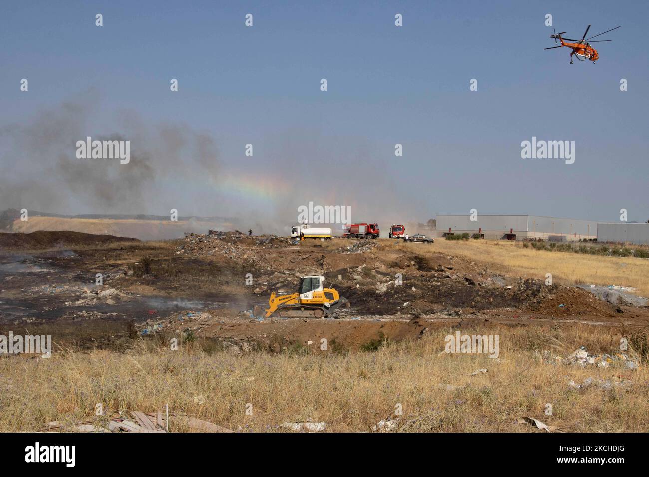 Firefighting forces fighting bushfires near Thessaloniki. The ...