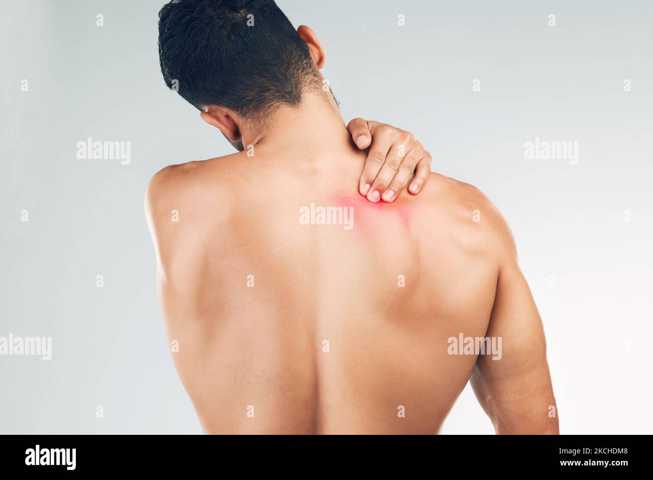 Back pain, injury and man with medical problem, tension and stress ...