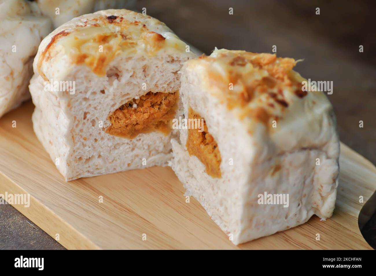 bun or bread with pork stuffed or dried pork bread, dried shredded pork ...