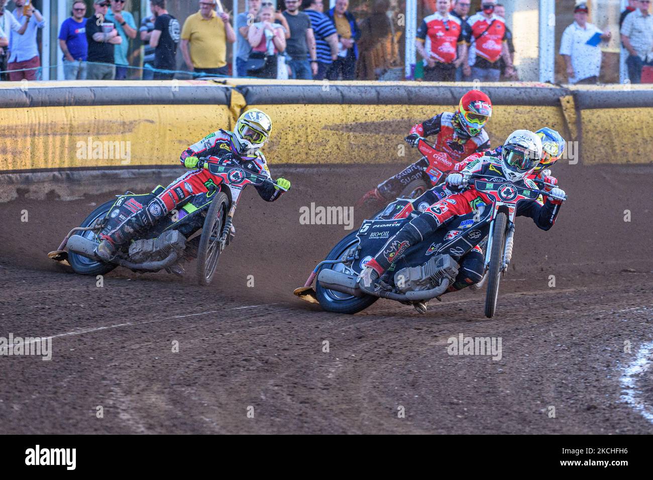 Dan Bewley (White) and Tom Brennan (Yellow) lead Scott Nicholls (Blue ...
