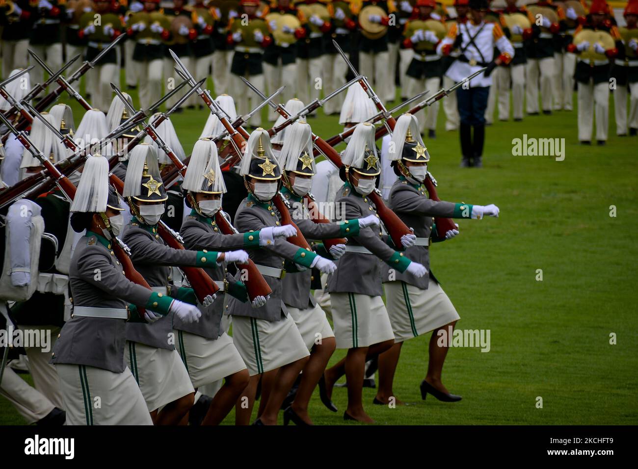 Members of the military forces take part in the military parade to mark ...