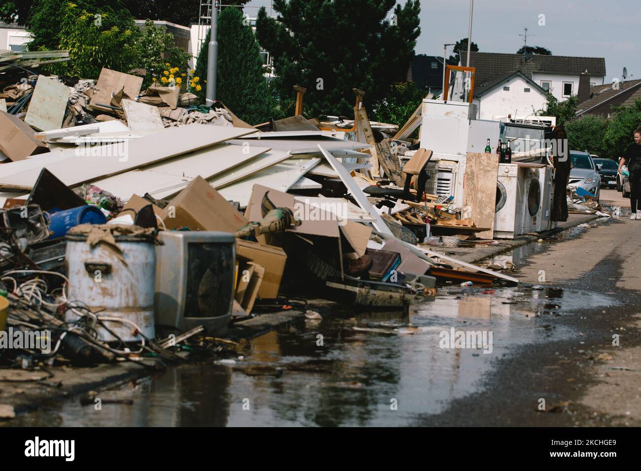 piles of destoyed furniture are seen outside in Erftstadt, Germany on ...
