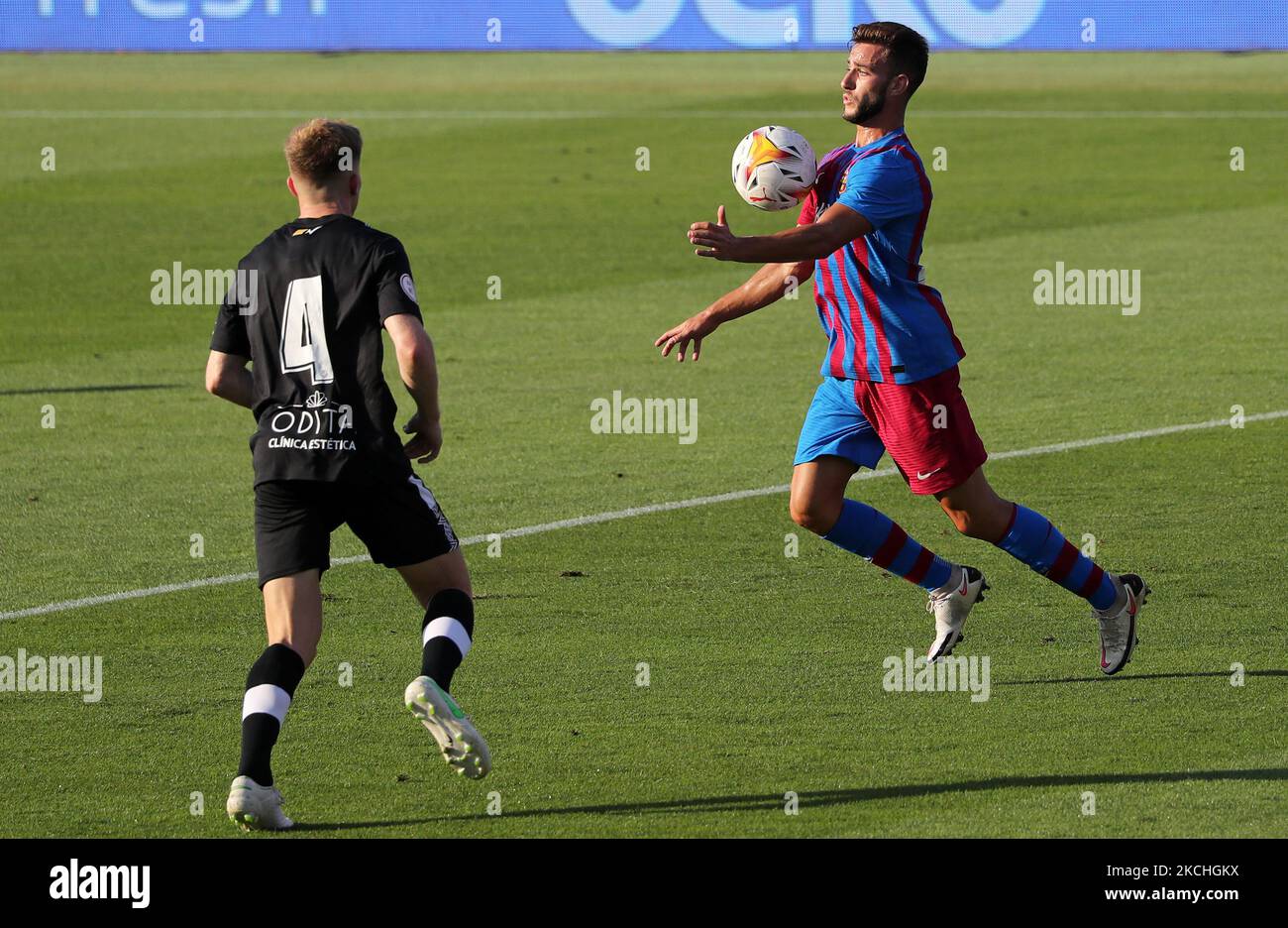 Peque Polo and Pol during the friendly match between FC Barcelona and ...