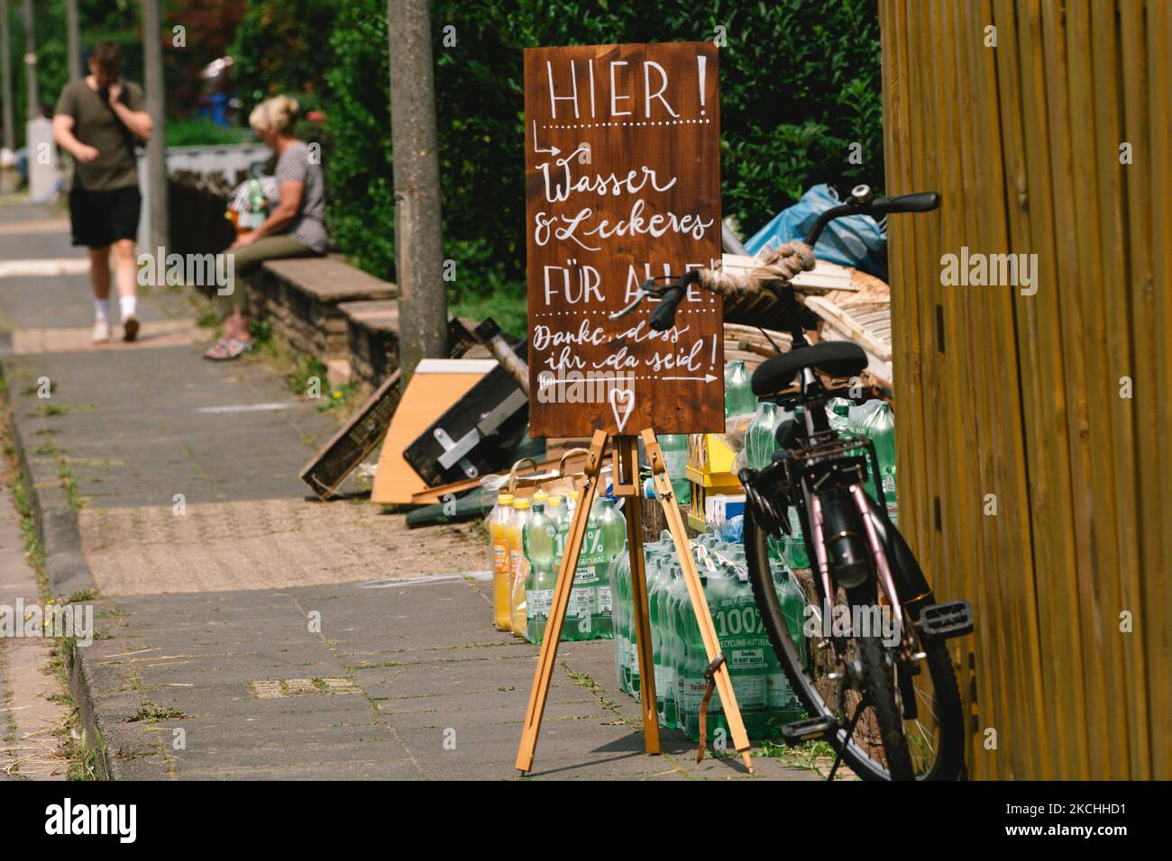 " water is for everyone"sign is seen in Erftstadt, Germany on July 22 ...