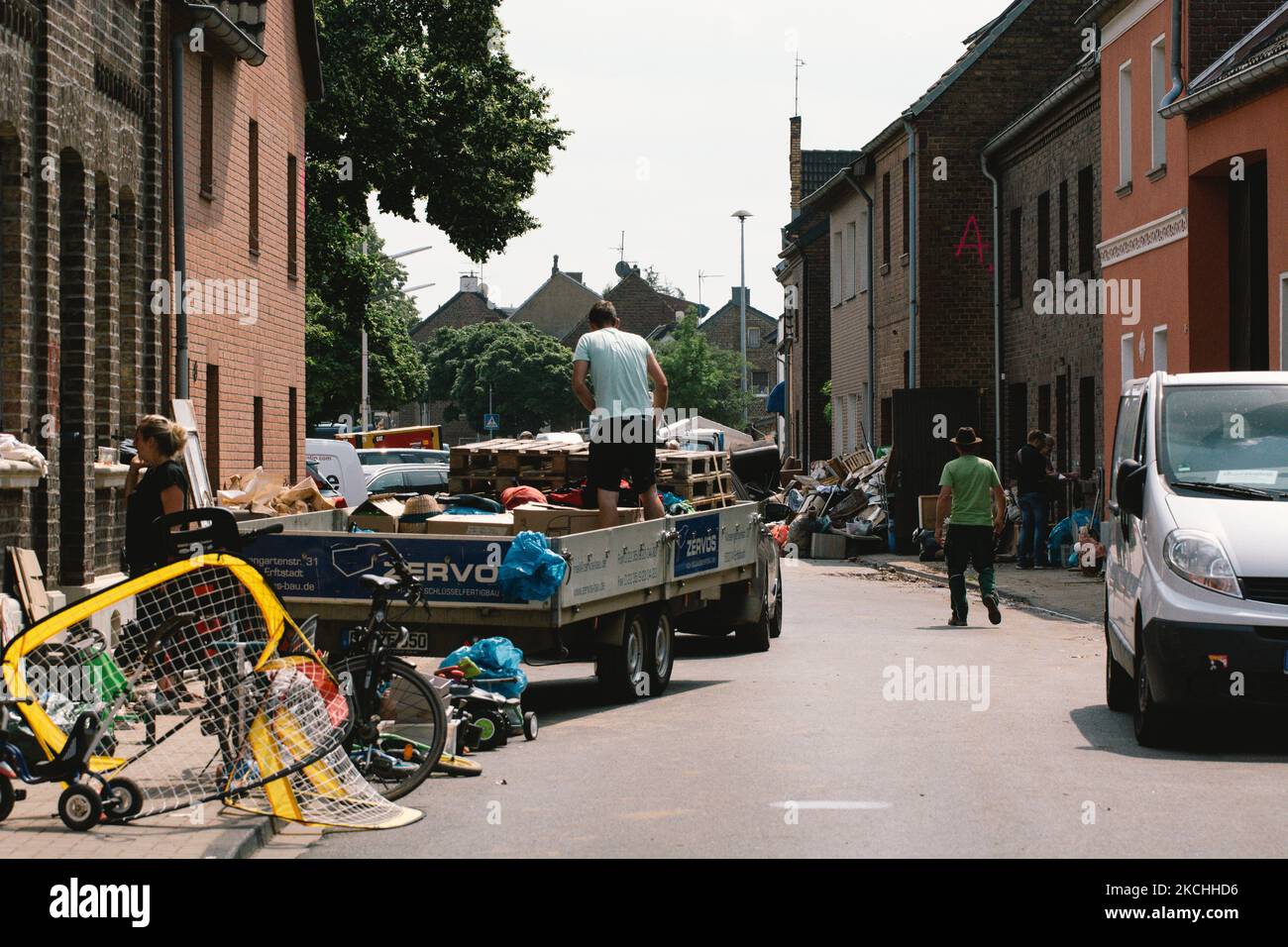 general view of people return to their home in Erftstadt, Germany on ...