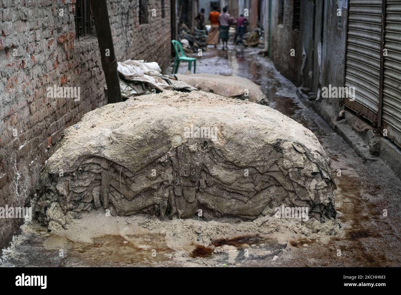 Rawhide is stored with raw salt in the factory. On July 22, 2021 in ...