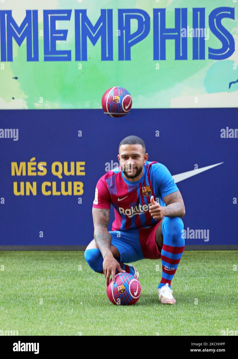 Memphis Depay presented as a new FC Barcelona player, on 22th July 2021 ...