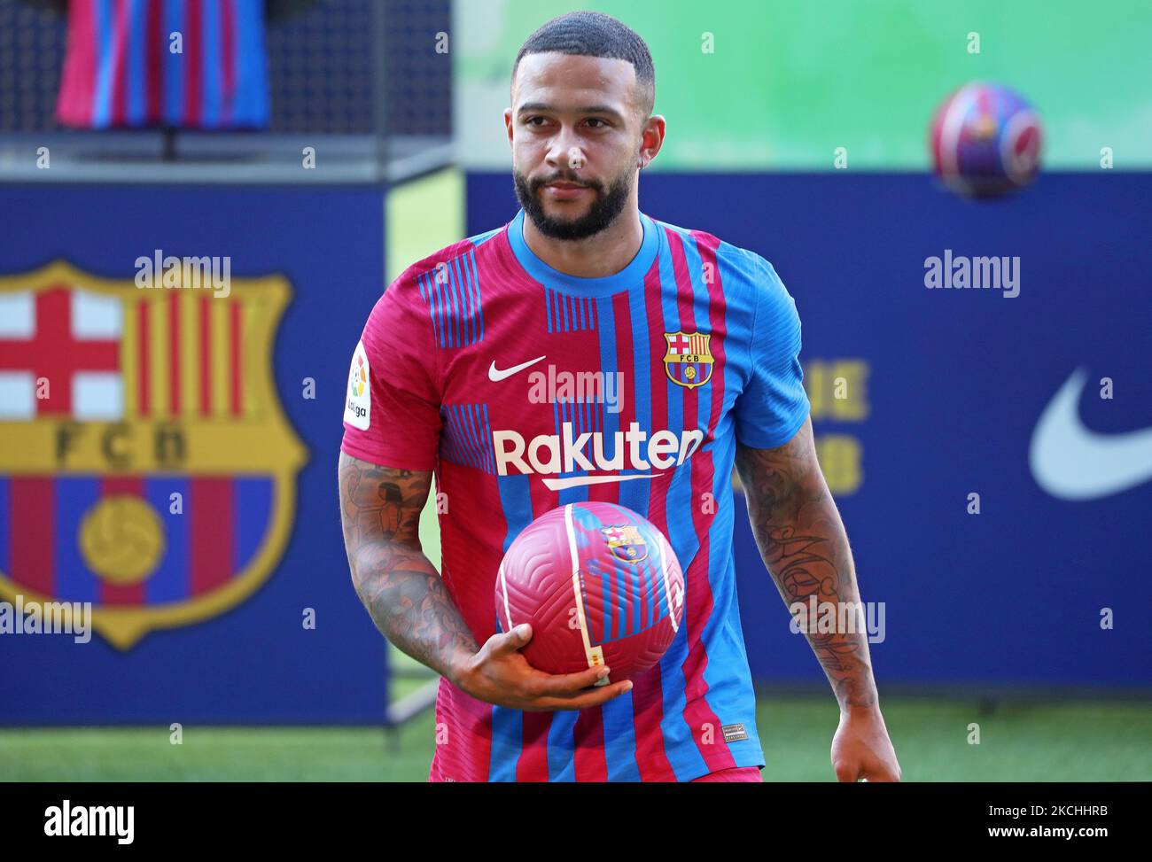 Memphis Depay presented as a new FC Barcelona player, on 22th July 2021 ...