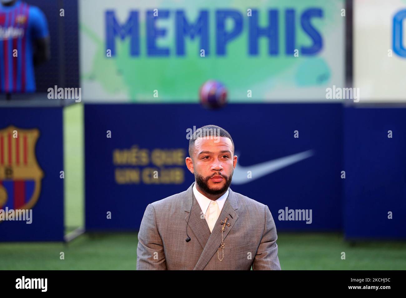 Memphis Depay presented as a new FC Barcelona player, on 22th July 2021 ...