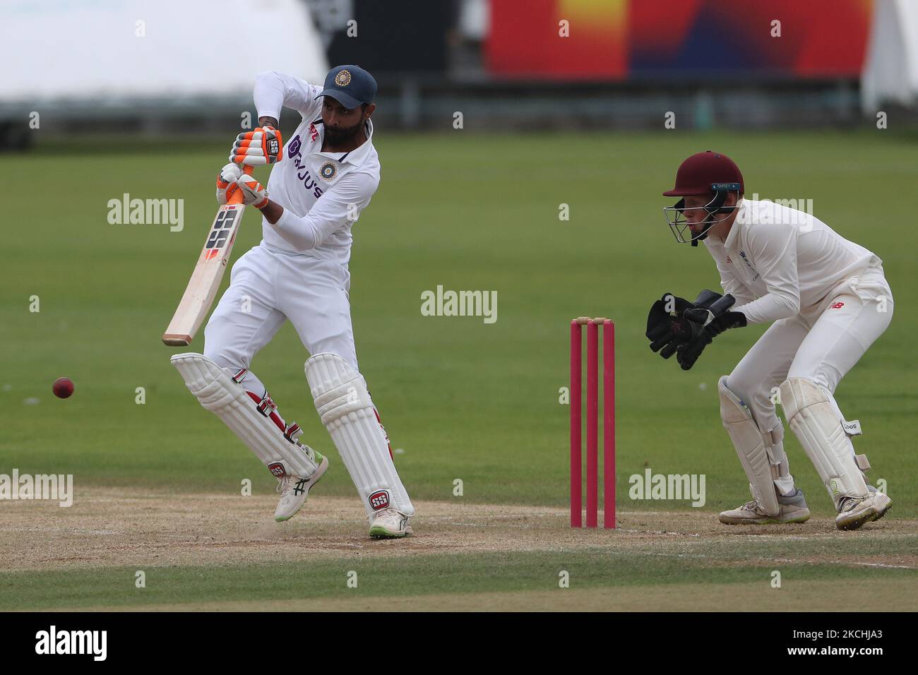 Ravindra Jadeja of India batting during the Tour Match match between ...