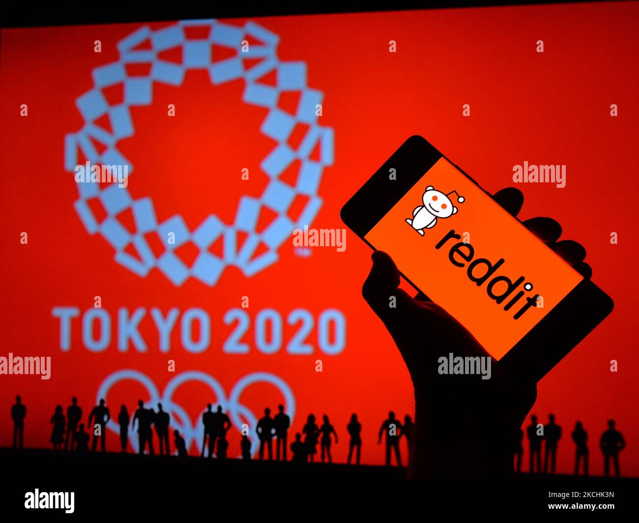 An illustrative image of the Reddit logo displayed on a mobile phone in ...