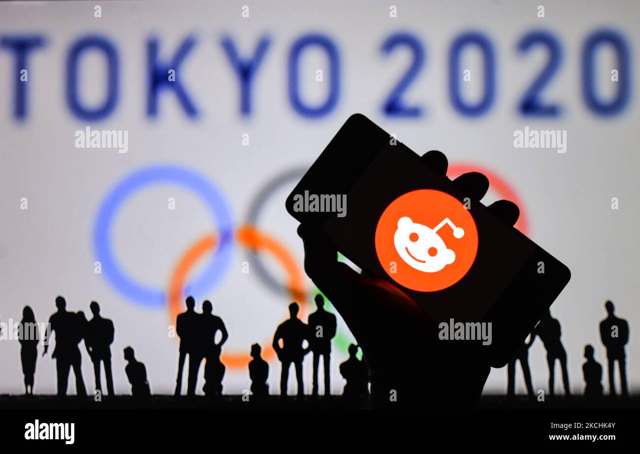 An illustrative image of the Reddit logo displayed on a mobile phone in ...