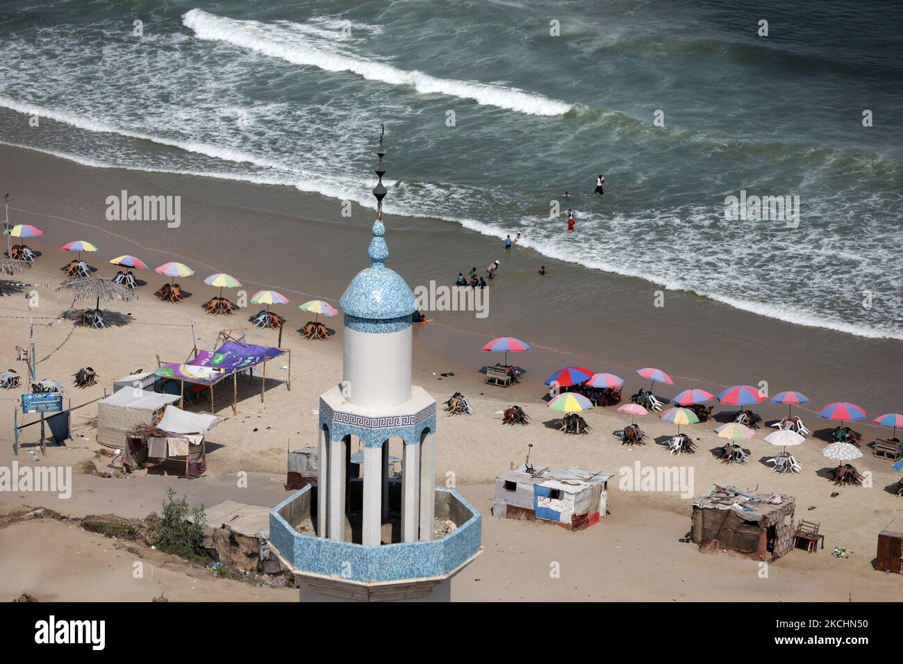 A general view of Gaza beach in Gaza City, on July 25, 2021. (Photo by ...
