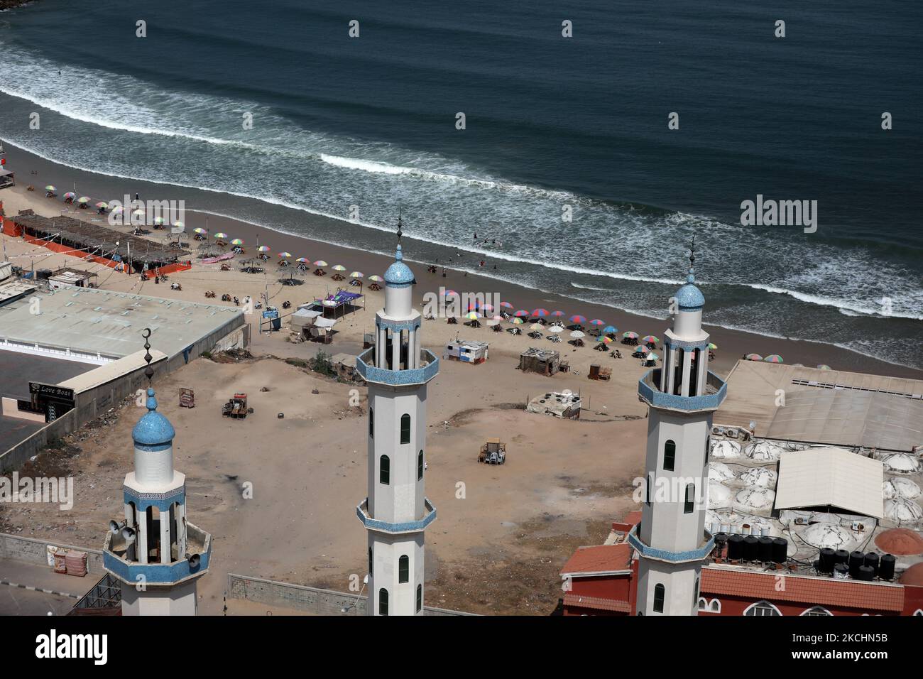 A general view of Gaza beach in Gaza City, on July 25, 2021. (Photo by ...