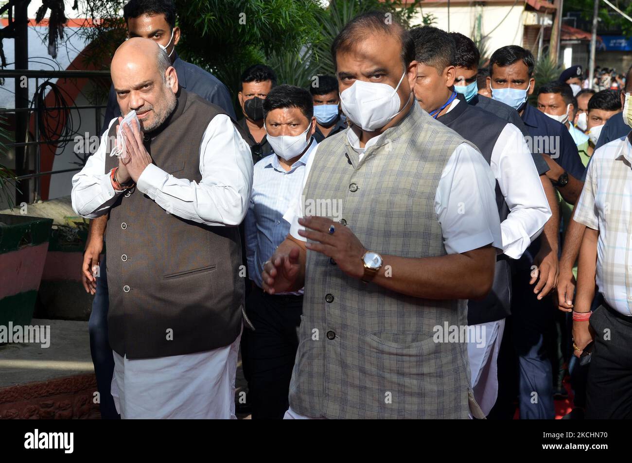 Union Home Minister Amit Shah with Assam Chief Minister Himanta Biswa ...