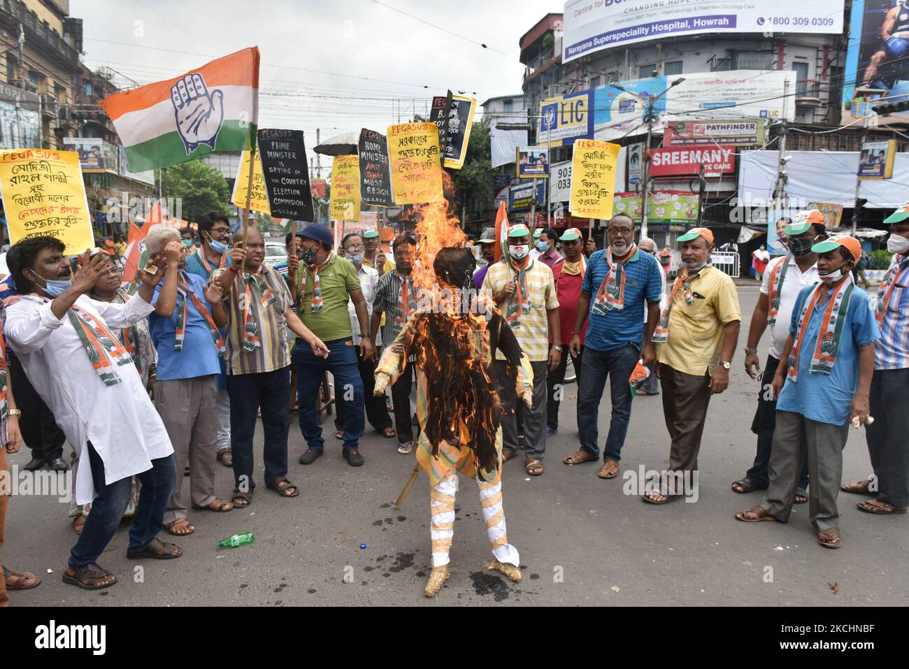 A congress party members are seen shouting slogans during a protest in ...