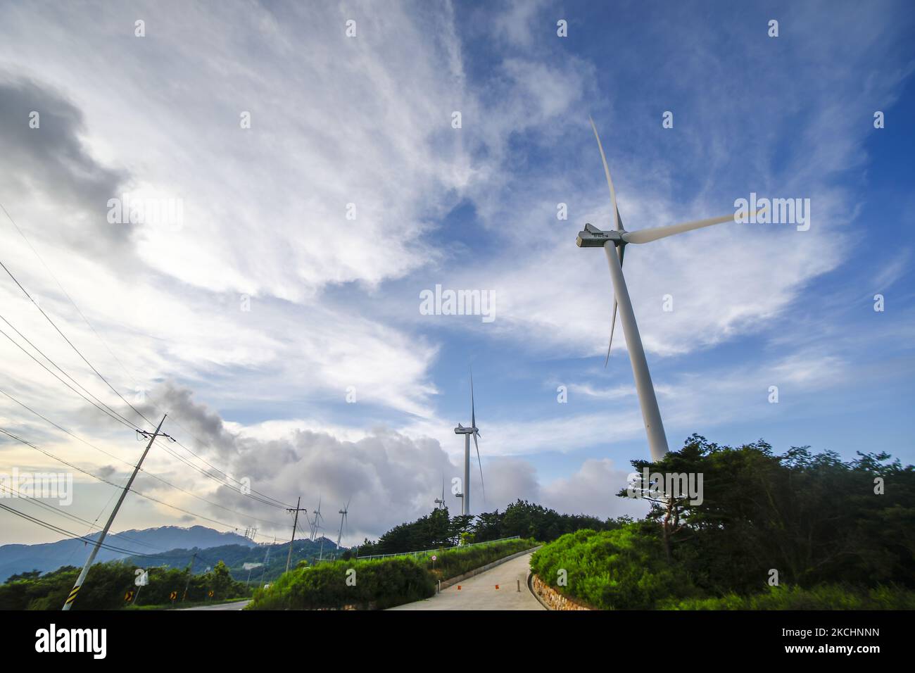 Wind power plant development electric at wind farm in Yeongyang, South ...