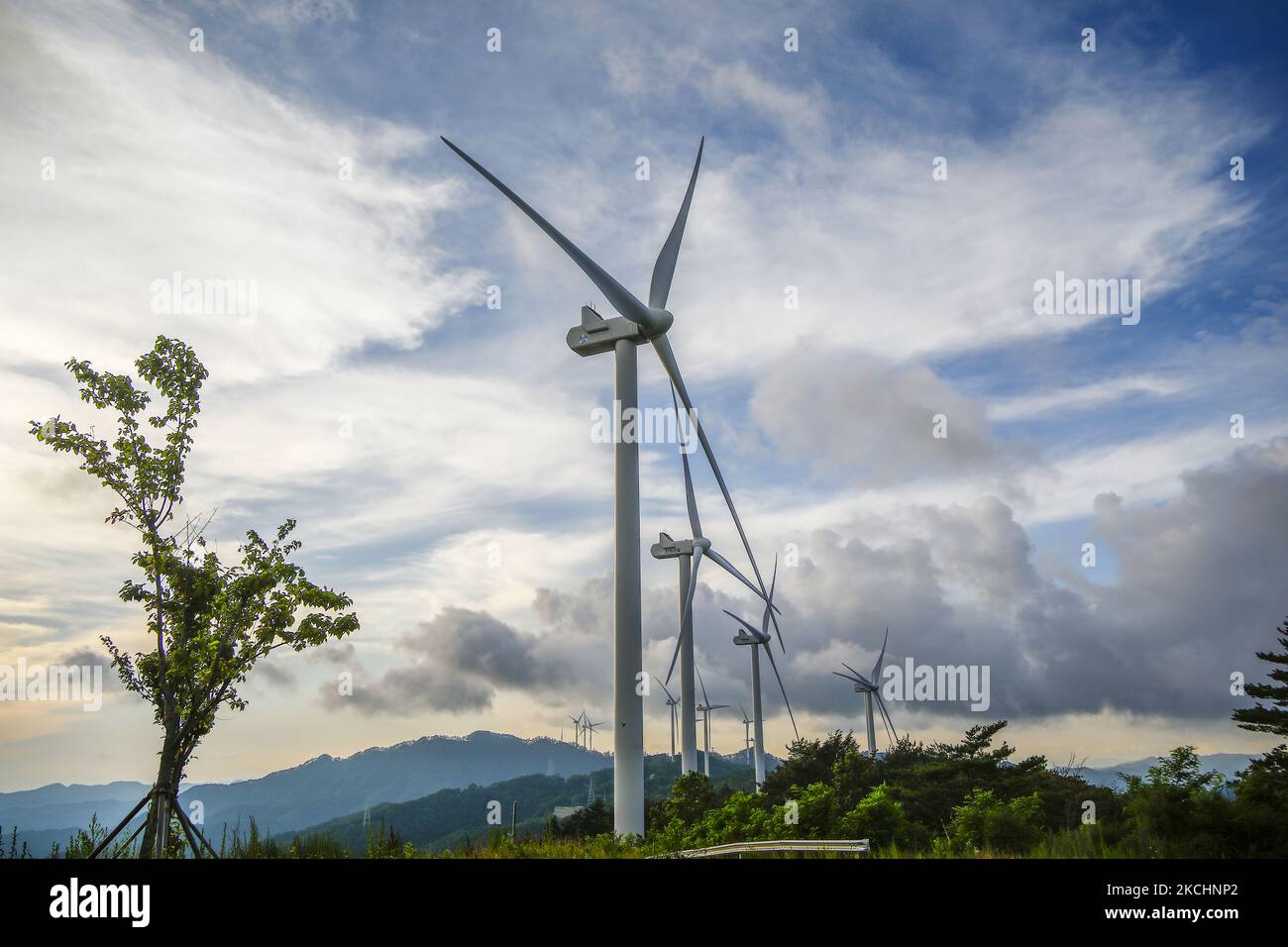 Wind power plant development electric at wind farm in Yeongyang, South ...