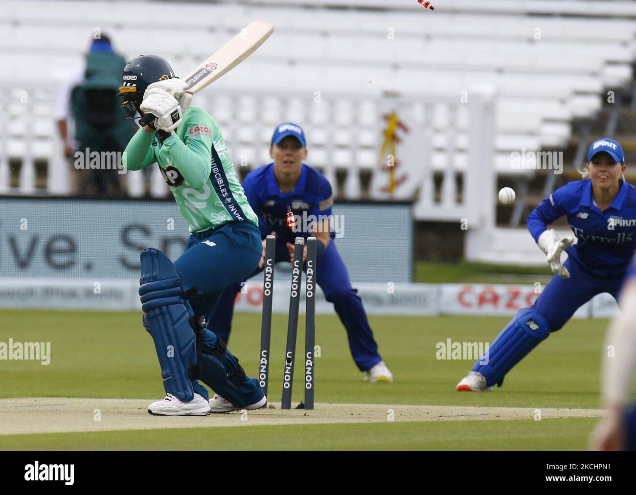 Freya Davies of London Spirit Women blows out Georgia Adams of Oval ...