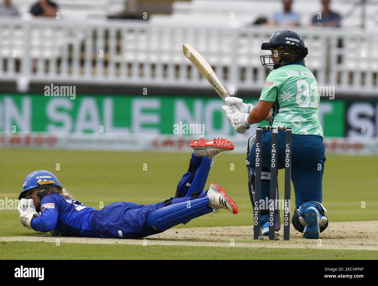 L-R Amara Carr of London Spirit Women and Dane Van Niekerk of Oval ...