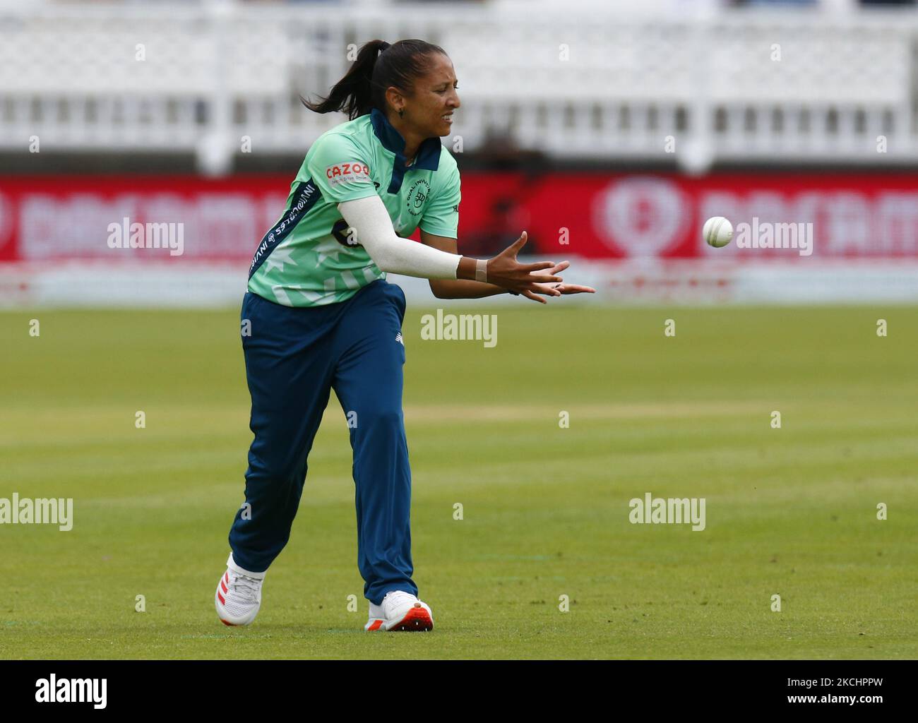 Shabnim Ismail of Oval Invincibles Women during The Hundred between ...