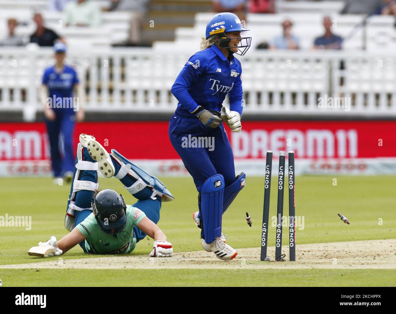 Jo Gardner of Oval Invincibles Women run out by Charlie Dean of London ...