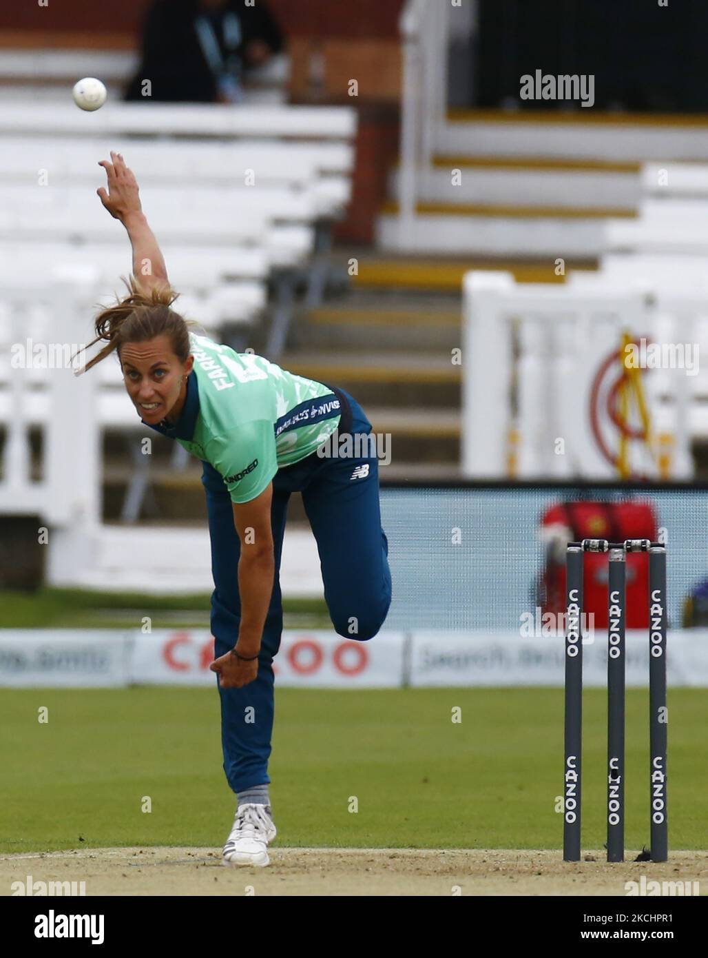 Tash Farrant of Oval Invincibles Women during The Hundred between ...