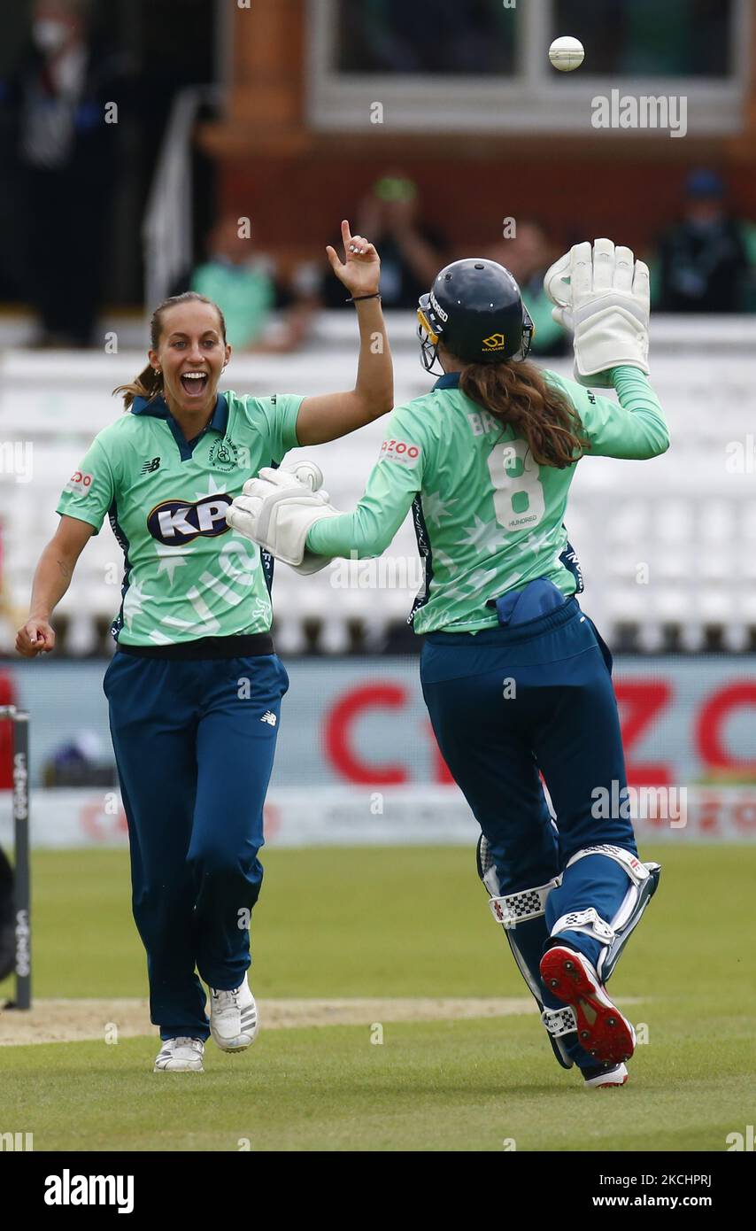 Tash Farrant of Oval Invincibles Women celebrates after bowling out ...