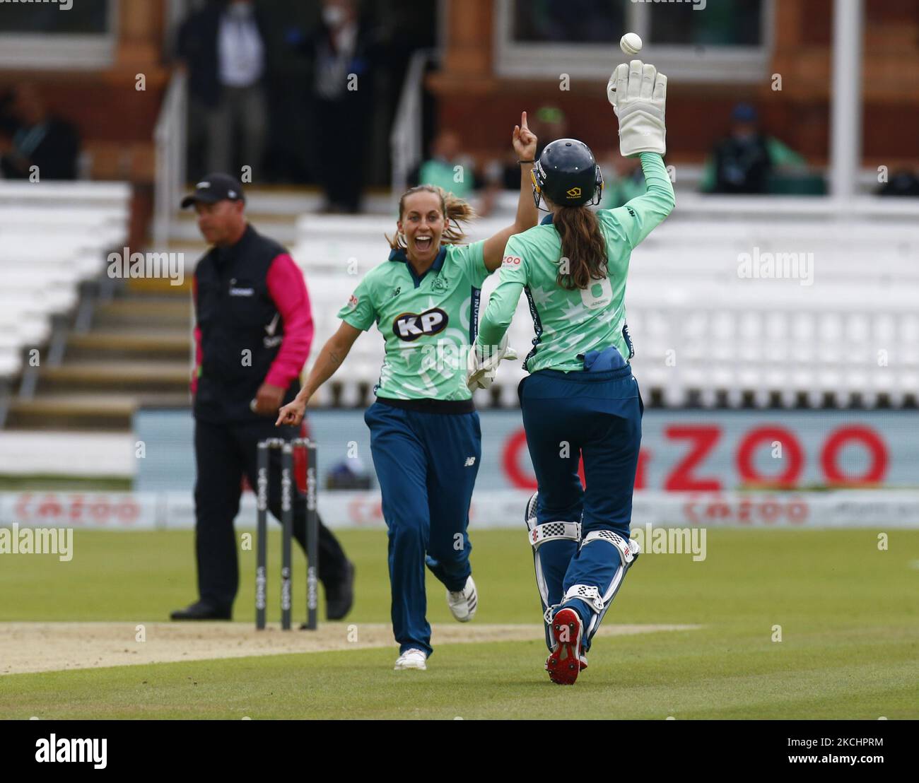 Tash Farrant of Oval Invincibles Women celebrates after bowling out ...