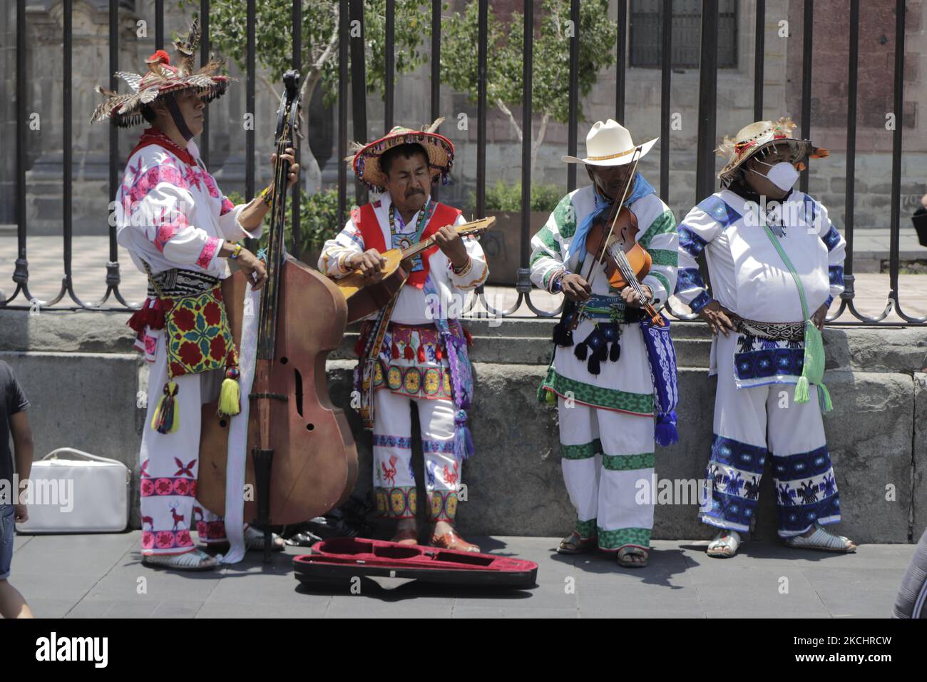 Huichol musicians during the 696th anniversary of the foundation of ...