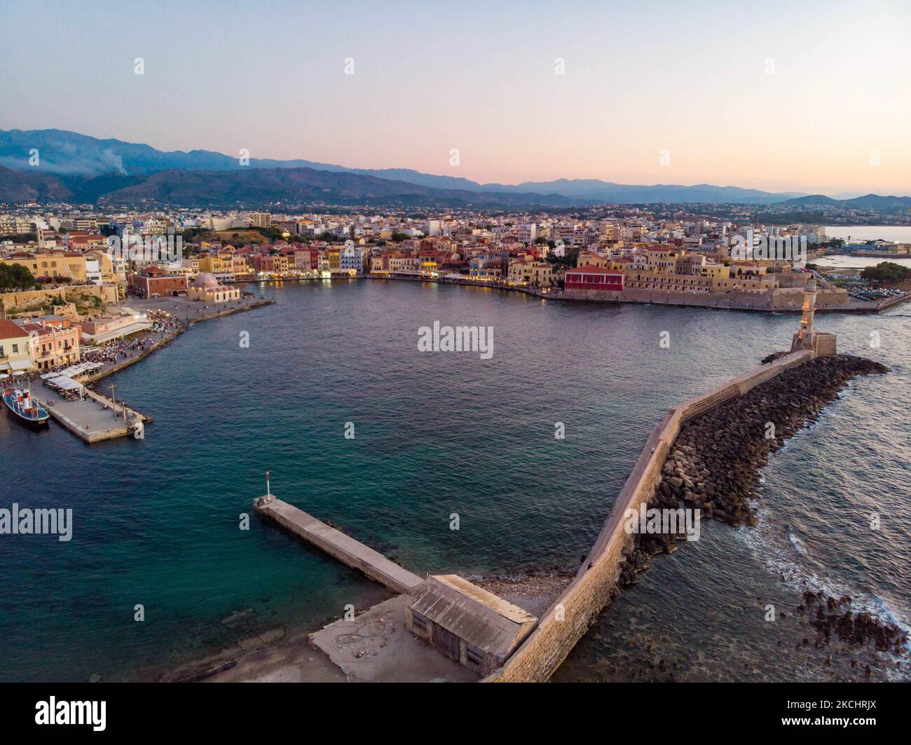 Chania old port lighthouse drone hi-res stock photography and images ...