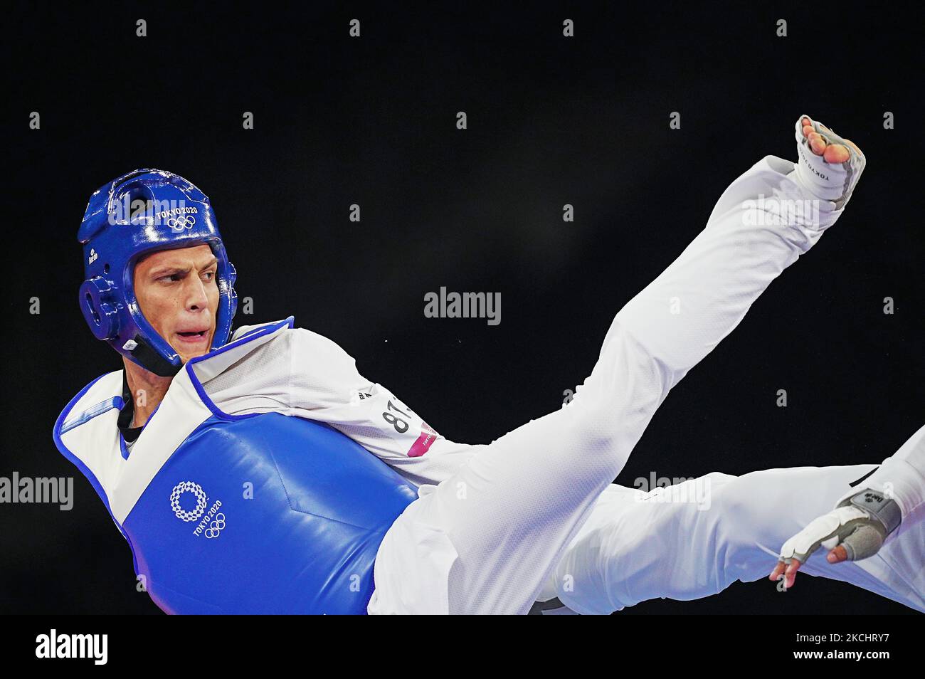 Hongyi Sun from China and Ivan Sapina from Croatia during Taekwondo at ...
