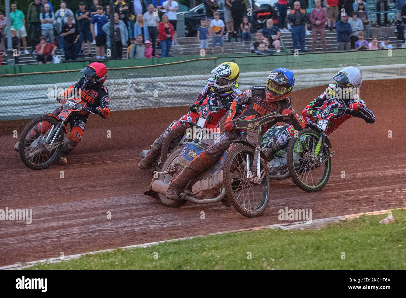 Ryan Douglas (Blue) leads Luke Becker (Red) Tom Brennan (Yellow) and ...