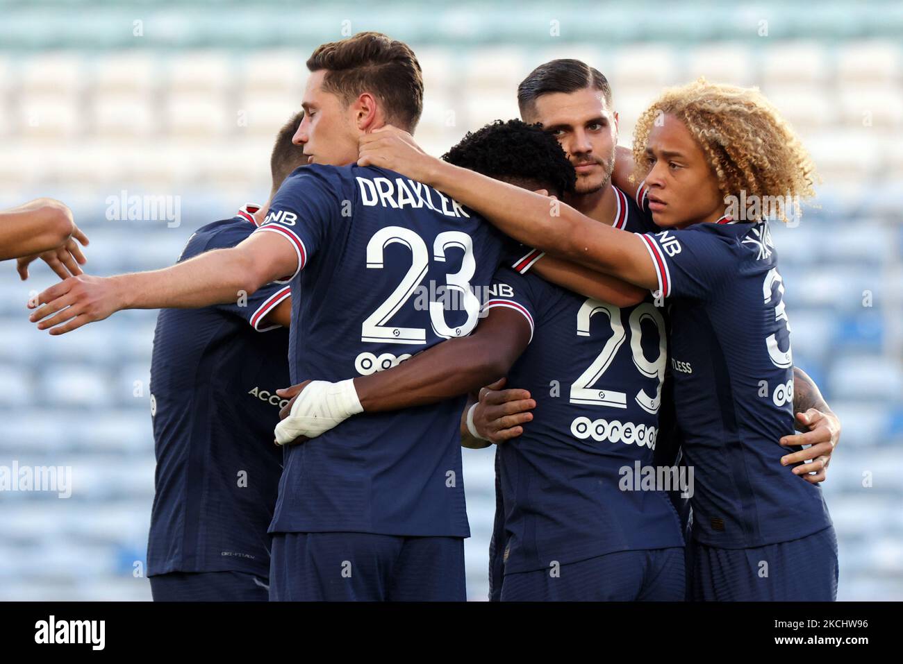Players of Paris Saint Germain celebrate a goal during the pre-season ...