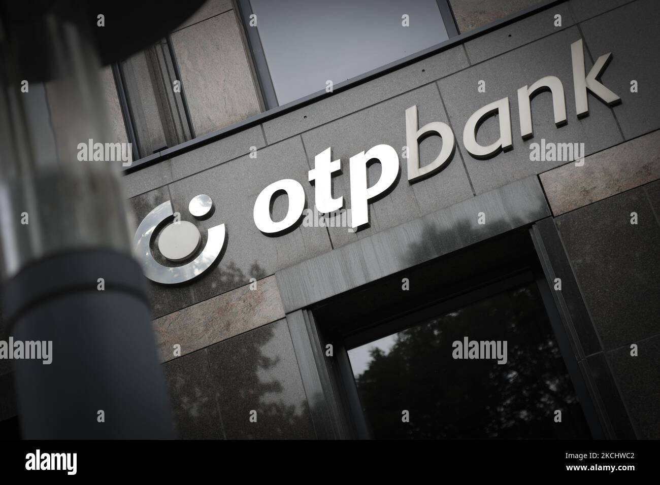 The logo of the Hungarian National Savings Bank OTP is seen on July 27 ...