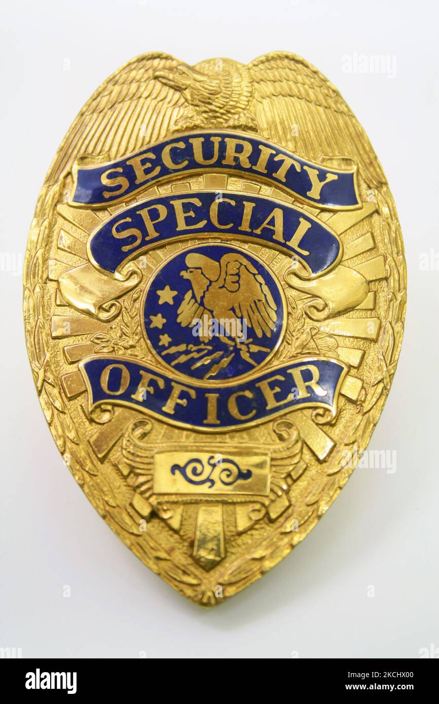 Special security badge on a white background in Ontario, Canada. (Photo ...