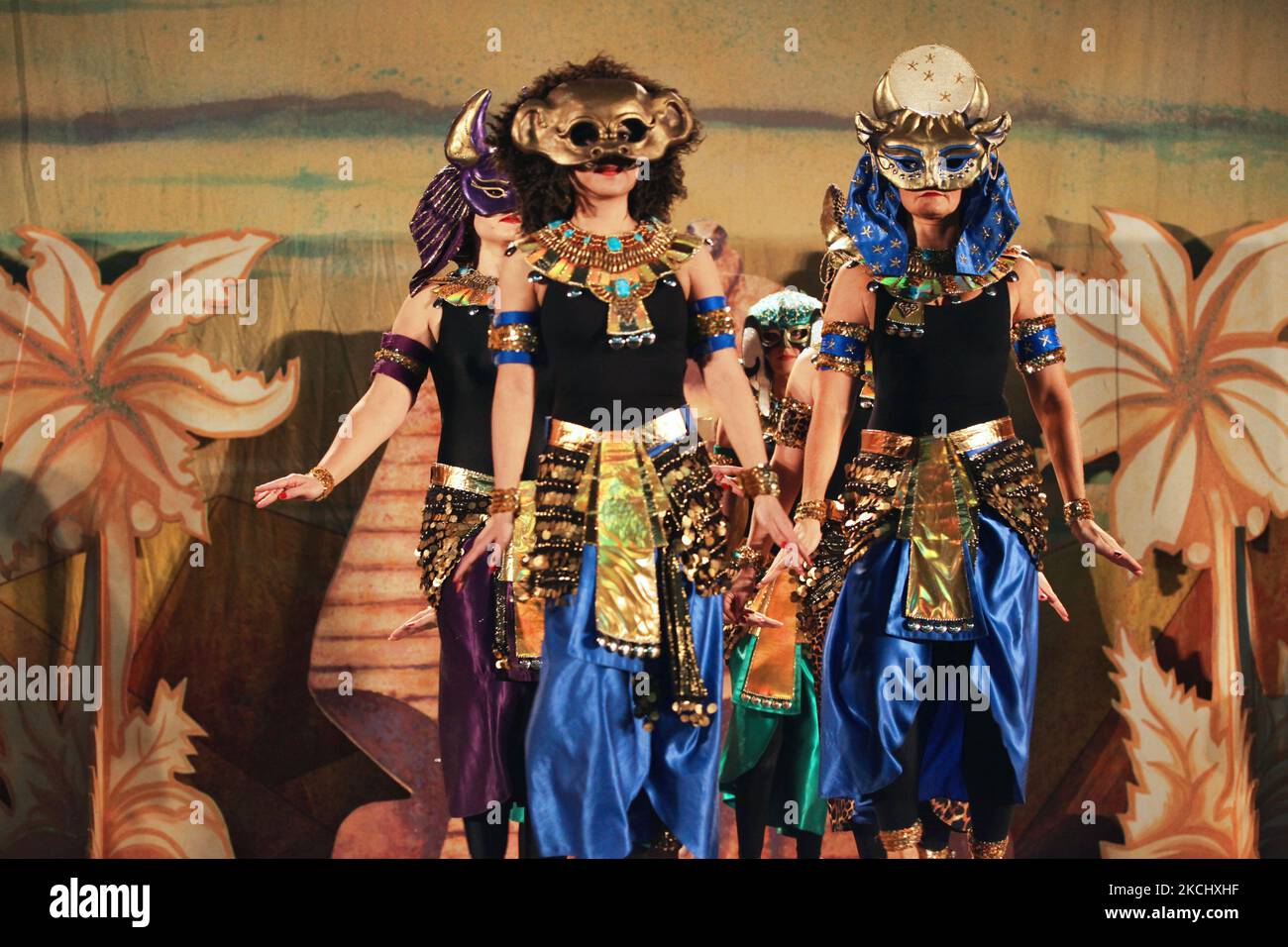 Egyptian dancers perform a dance to pay homage to the ancient Egyptian ...